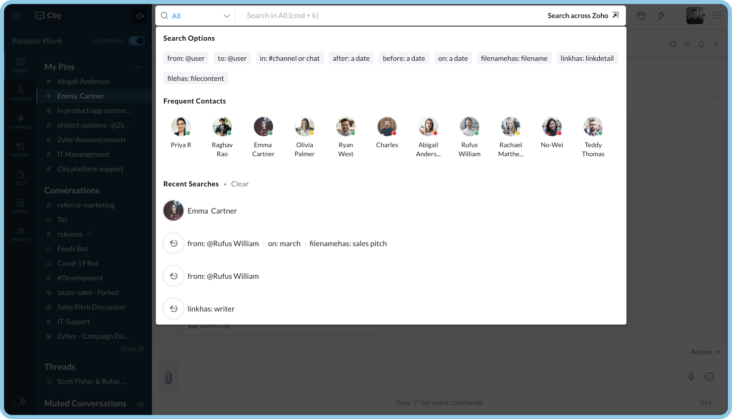 Find your way around Zoho Cliq with our powerful search bar - Zoho Blog