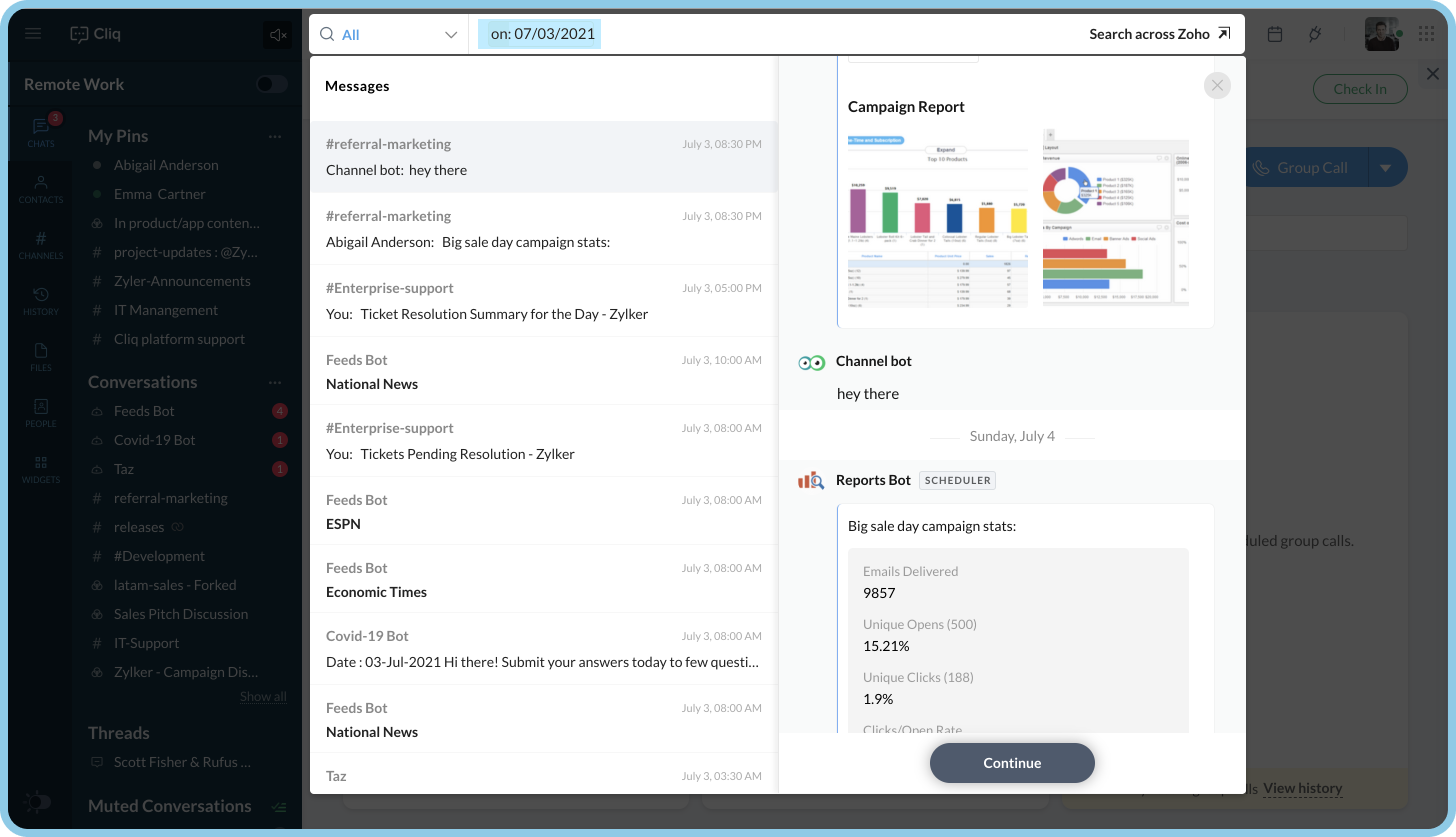Find your way around Zoho Cliq with our powerful search bar - Zoho Blog